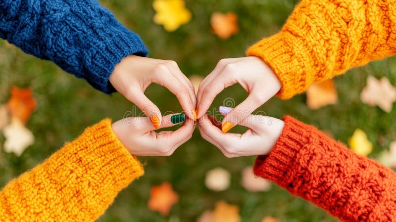 Hands of Two People Making a Heart Shape Gesture in a Field Symbolizing ...
