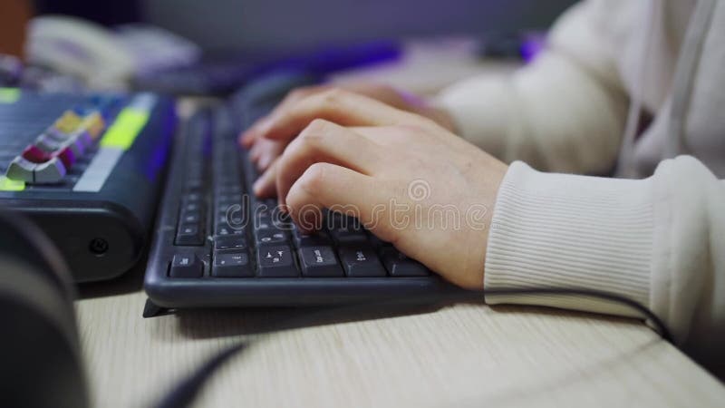 Hands Type on a Computer Keyboard. Remote Work and Online Learning ...