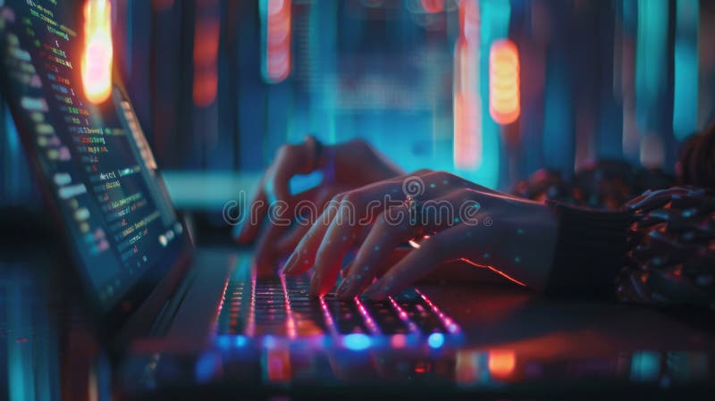 The Cyber Programmer at Work. AI Generated Stock Image - Image of coding, technology: 373250613