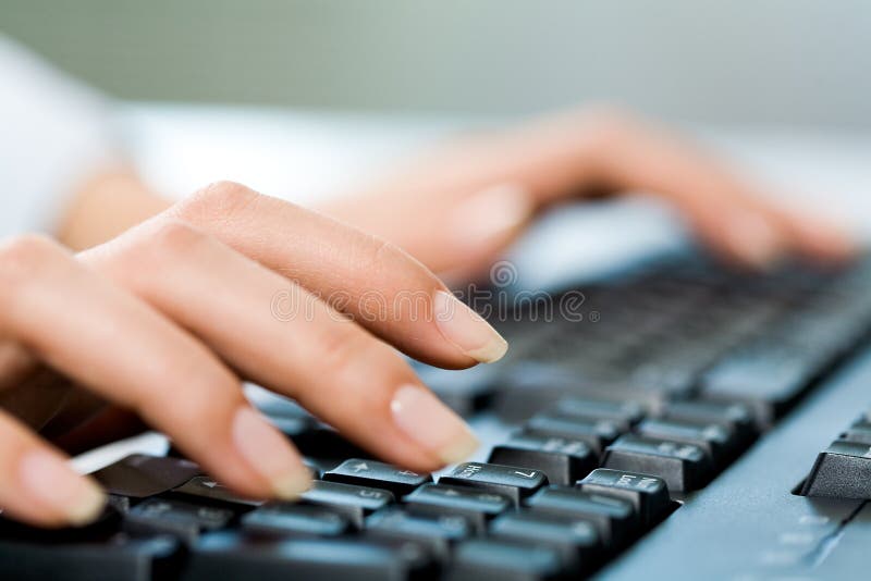 Finger Typing Computer Keyboard Stock Image - Image of abstract, close ...