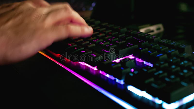 Hands Typing on a Backlit Keyboard in the Dark Stock Footage - Video of ...