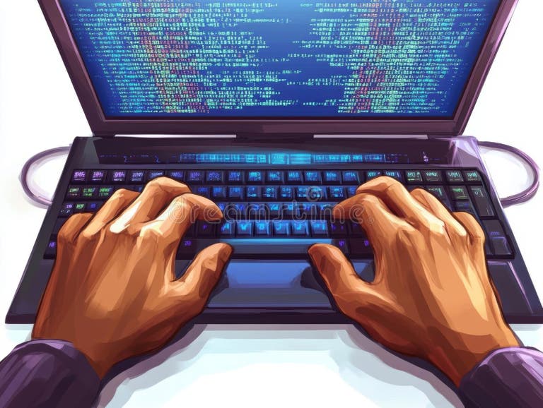 Hands Typing Code on Laptop, Digital World, Computer Programming ...