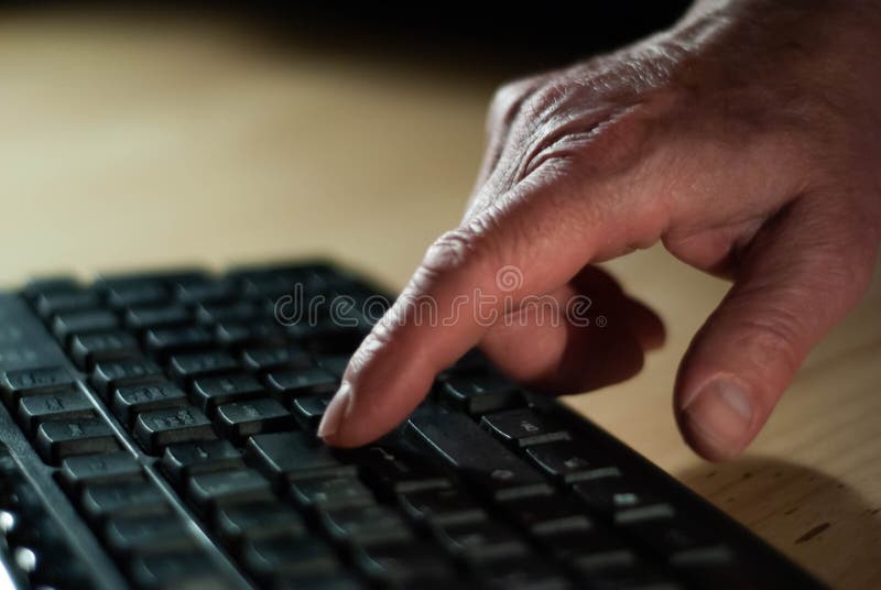 Hands Typing on a Computer Keyboard with a Mouse, Close-up in Front of ...