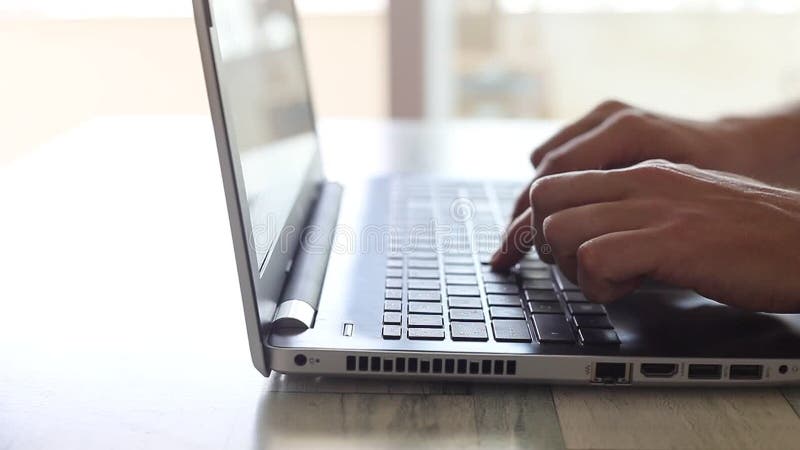 Hands Typing on Computer Keyboard, Moving Camera, Business Man Working ...