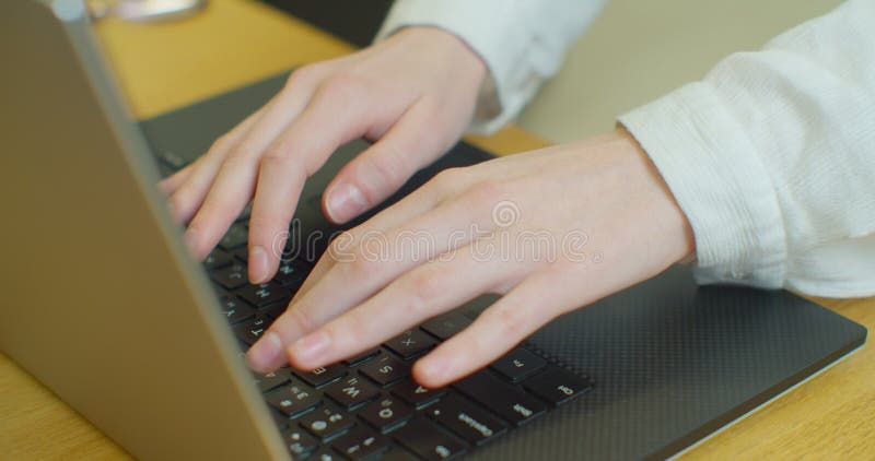 Hands Typing on Computer Keyboard, Moving Camera, Business Woman ...
