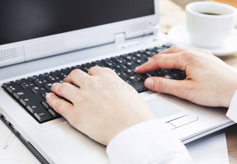 Hands Typing on Computer Keyboard at Office Stock Image - Image of ...