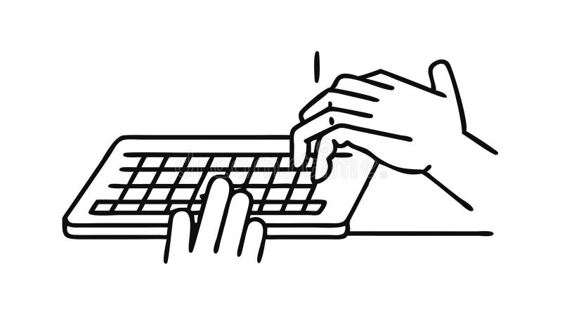 Hands Typing on Computer Keyboard Vector Illustration, Data Entry and ...