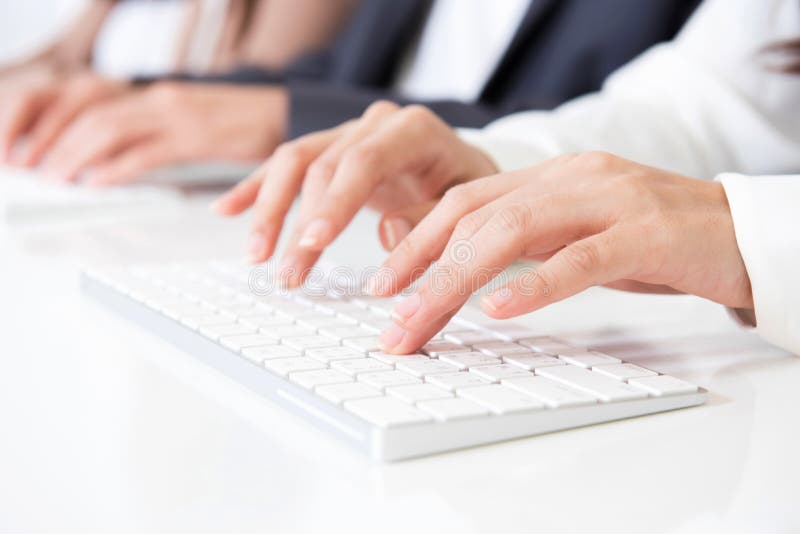 Hands Typing on Computer Keyboards Stock Image - Image of modern, busy ...
