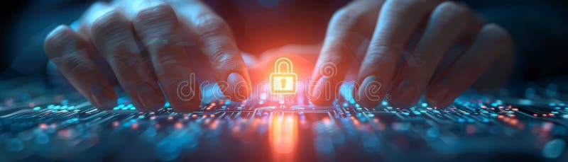 Hands Typing with Digital Padlock Icon, Cybersecurity Concept Stock ... Hands Typing with Digital Padlock Icon, Cybersecurity Concept Stock ...