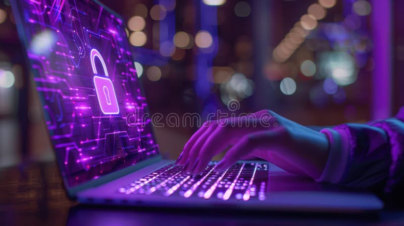 A Laptop with Security Lock.AI Generated Image Stock Photo - Image of ...