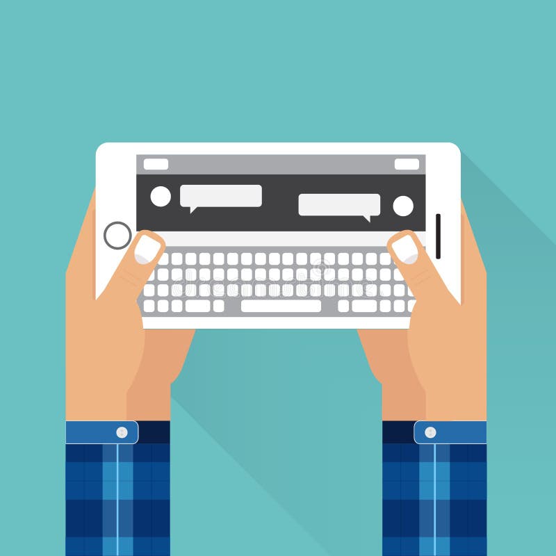 Hands Typing on Horizontal Smartphone Vector Stock Illustration ...