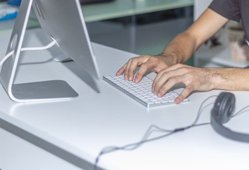 Hands Typing on a Keyboard, Hands on Keyboard Stock Image - Image of ...