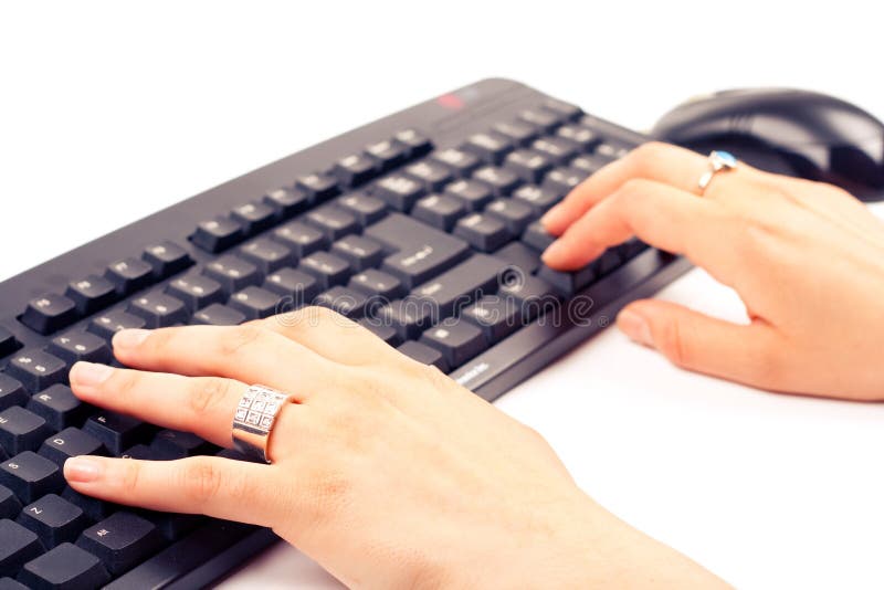 Hands typing on keyboard stock photo. Image of mouse, secretary - 9750430