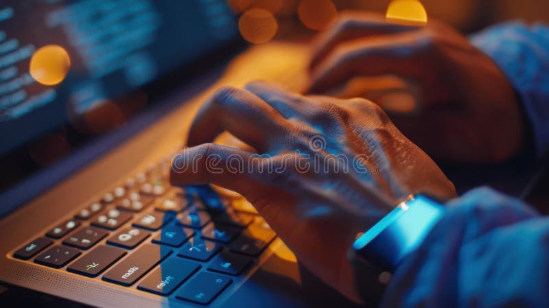 The Hands Typing on Keyboard. AI Generated Stock Photo - Image of ...