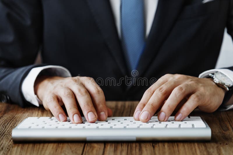 Hands Typing Keyboard Business Desk Concept Stock Photo - Image of desk ...