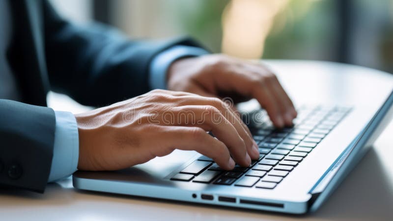 Hands Typing on Keyboard Close-up Shot Stock Illustration ...