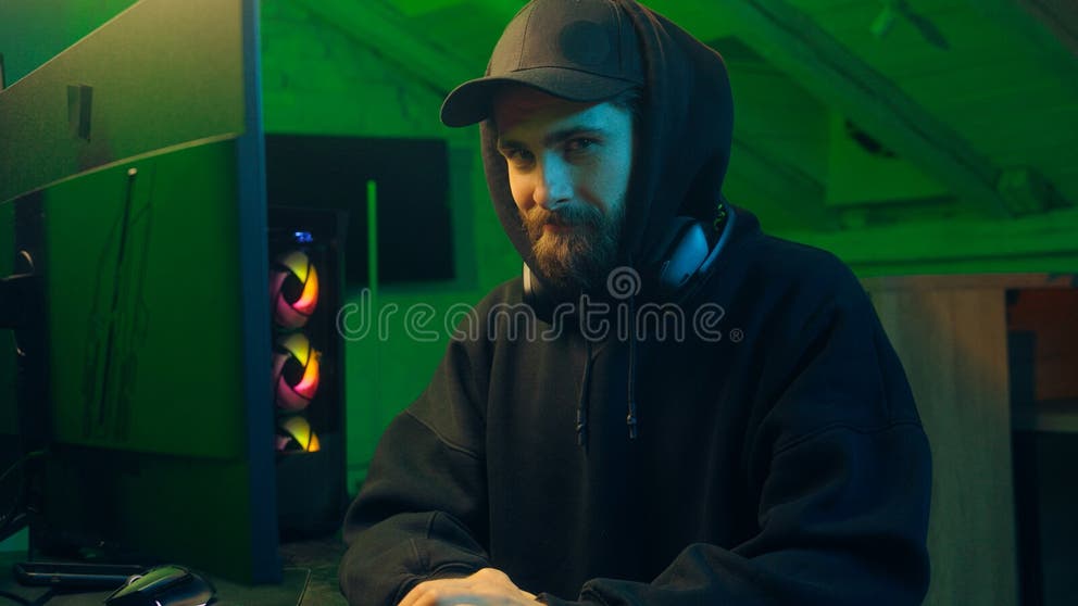 Hands Typing Keyboard Computer Caucasian Man Programmer Hacker Looking At Camera Wink Guy Ai