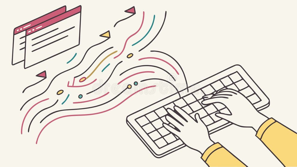 Hands Typing Keyboard Data Entry Creative Flow, Vector Design ...