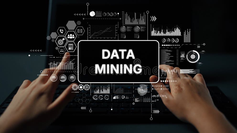 Hands Typing on Keyboard with Data Mining Graphics and Analytics ...