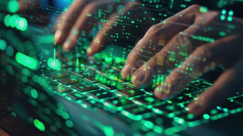 Hands on Computer Keyboard. AI Generated Stock Image - Image of cyber, monitor: 375085133