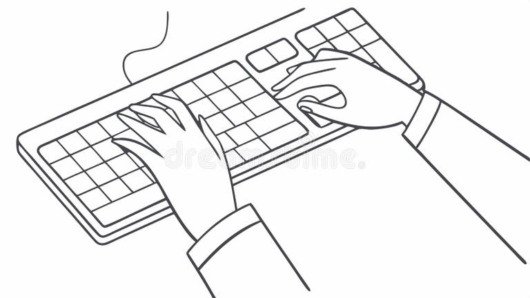 Hands Typing on Keyboard, Digital Work and Data Entry, Vector Design ...