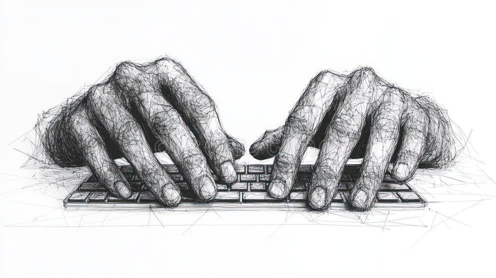 Hands Typing on Keyboard, Graphic Art, Abstract, Desk Setting Stock ...