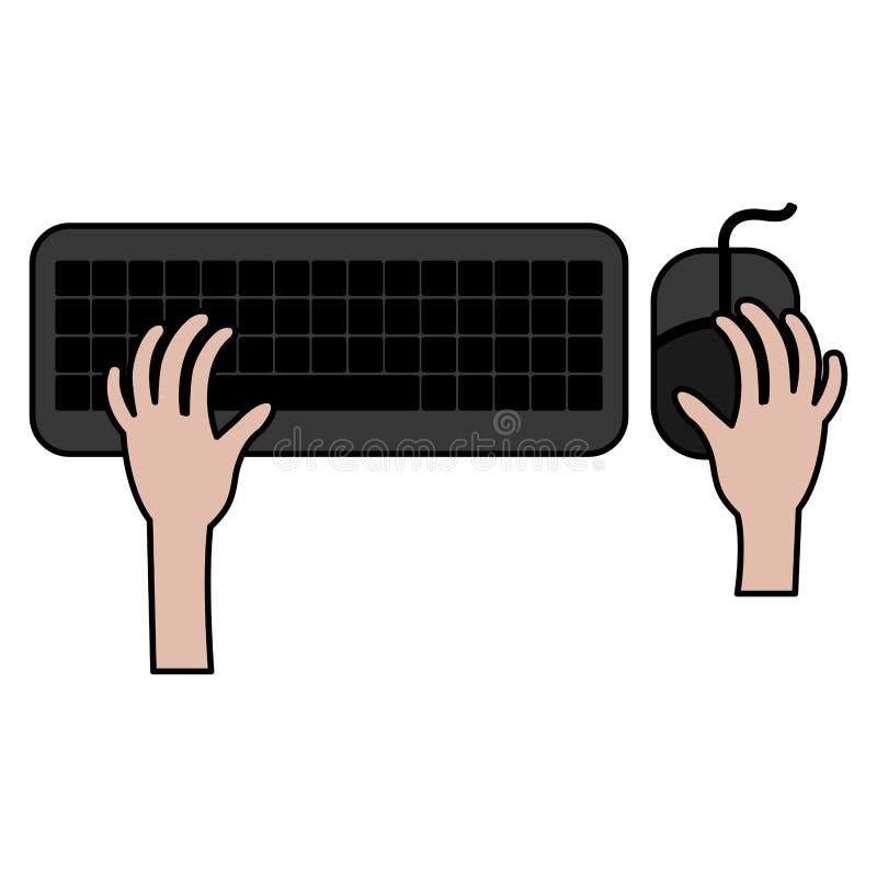 Hands Typing in Keyboard and Mouse Stock Illustration - Illustration of ...