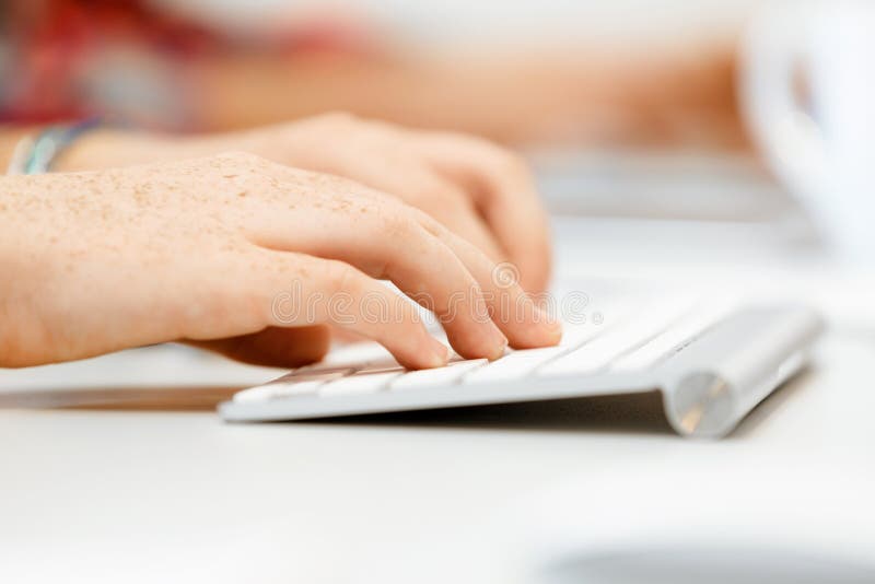 Hands Typing on the Keyboard Stock Photo - Image of focus, internet ...