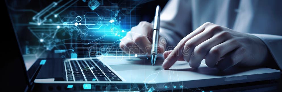 Hands Typing on Keyboard. Programming Online Database. Data Processing Center Concept. Stock ...