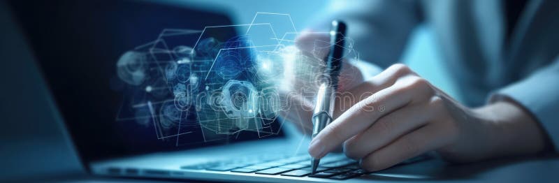 Hands Typing on Keyboard. Programming Online Database. Data Processing ...