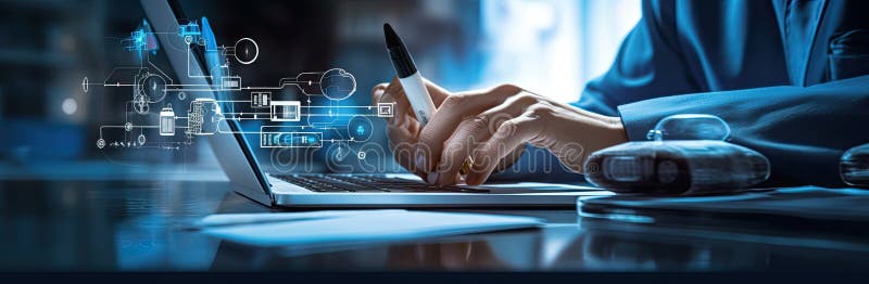 Hands Typing on Keyboard. Programming Online Database. Data Processing Center Concept. Stock ...