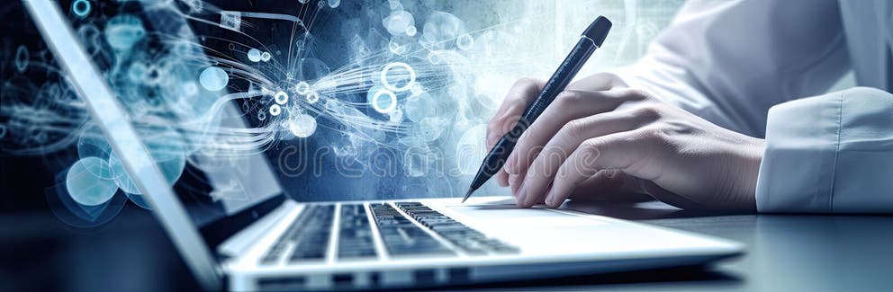 Hands Typing on Keyboard. Programming Online Database. Data Processing ...