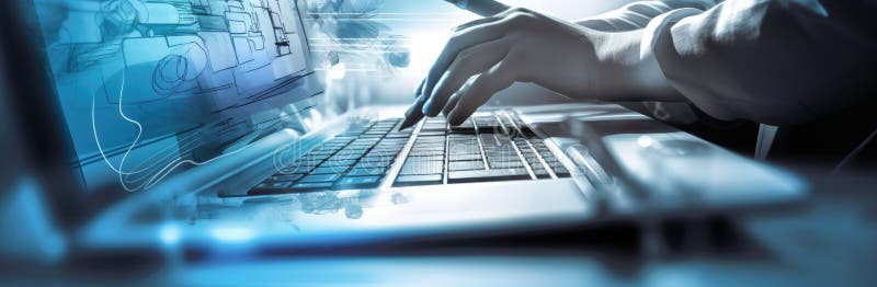 Hands Typing on Keyboard. Programming Online Database. Data Processing Center Concept. Stock ...