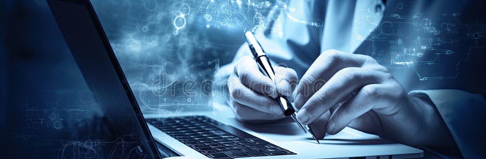 Hands Typing on Keyboard. Programming Online Database. Data Processing ...