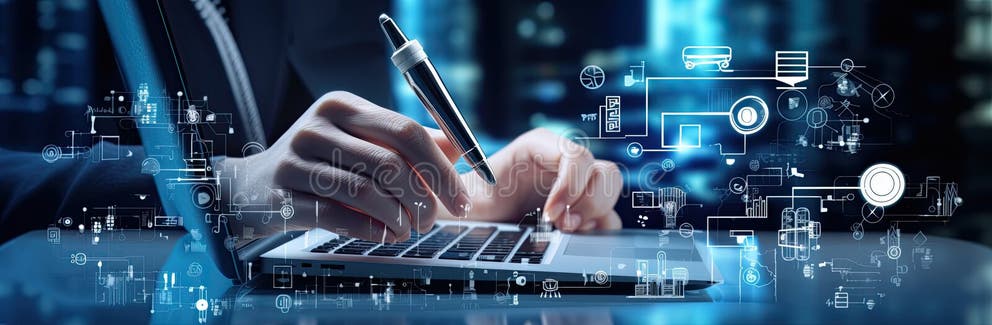 Hands Typing on Keyboard. Programming Online Database. Data Processing ...