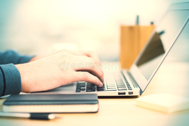 Hands Typing on Keyboard Side Stock Image - Image of busy, portable ...