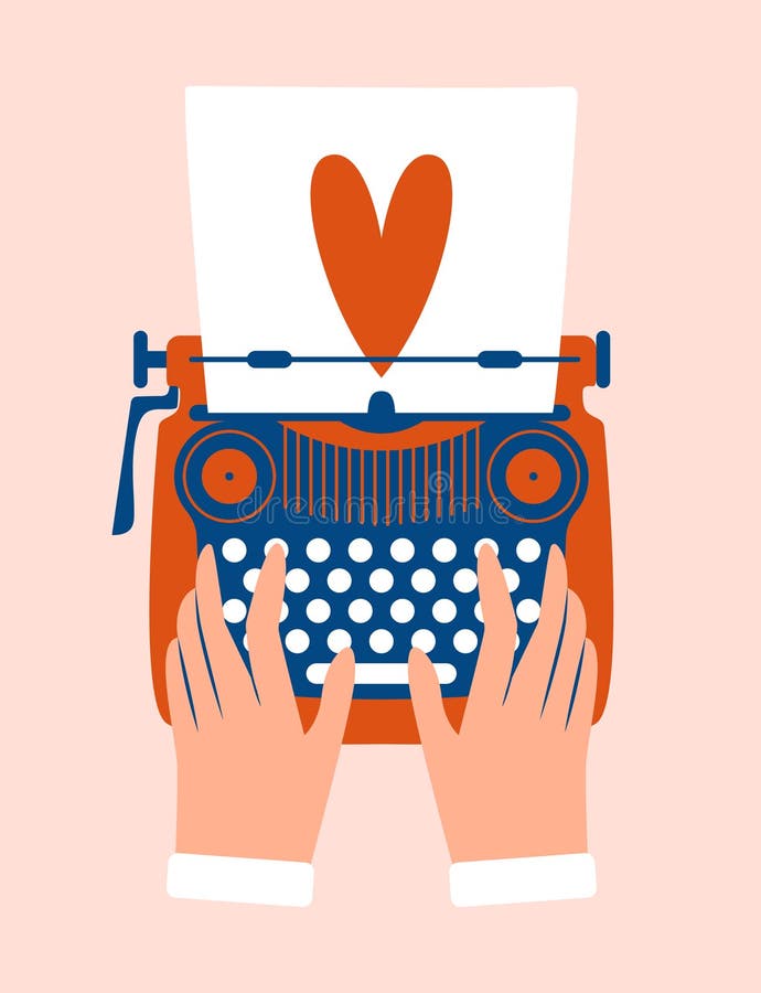 Hands Typing on Keyboard of Typewriter Machine. Stock Vector ...