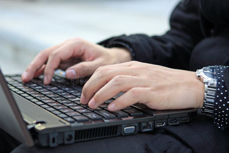 Hands typing on laptop stock image. Image of keyboard - 20147109