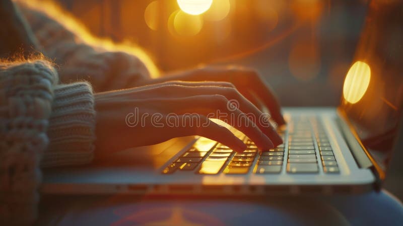 The Hands Typing on Laptop.AI Generated Image Stock Photo - Image of ...