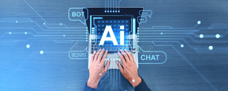 314 Hands Typing Laptop Hologram Ai Intelligence Stock Photos - Free ...