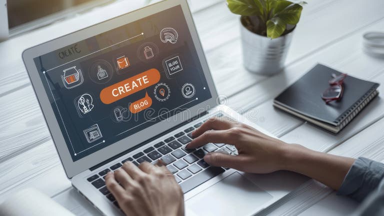 A Laptop with Blog Interface.AI Generated Image Stock Image - Image of ...