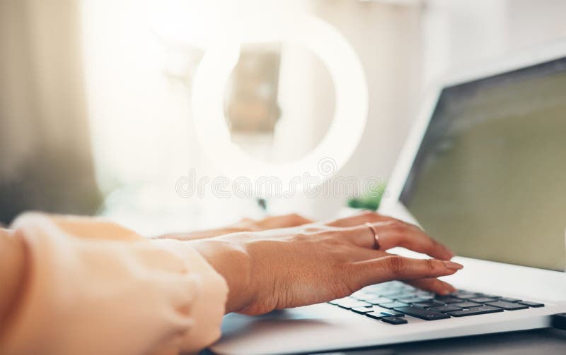 Hands Typing on Laptop, Checking Emails and Browsing the Internet for ...