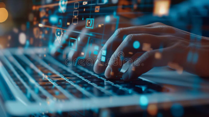 Hands Typing on Laptop stock image. Image of hands, data - 324878899