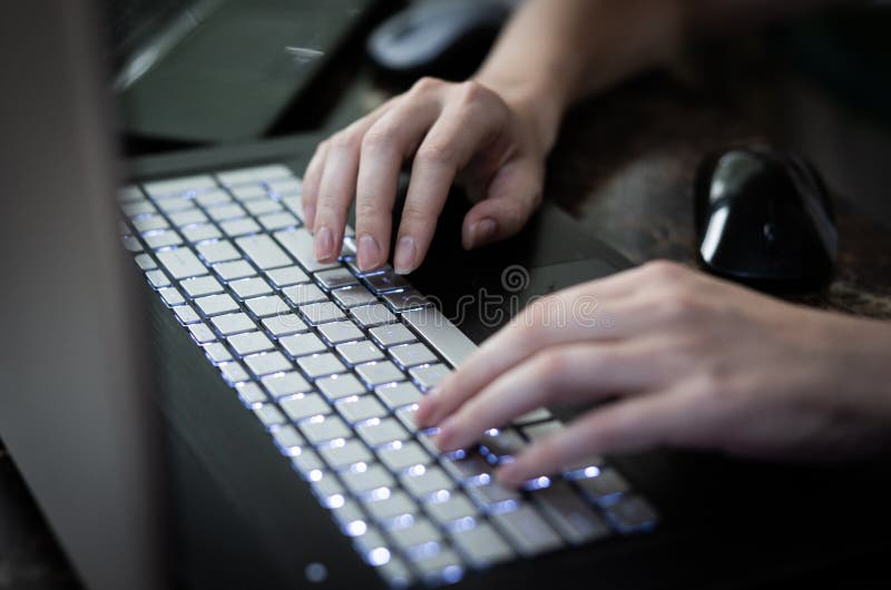 Hands typing on keyboard stock photo. Image of cellphone - 122240098