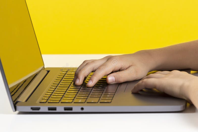 Hands Typing on Laptop Computer Keyboard Stock Image - Image of ...