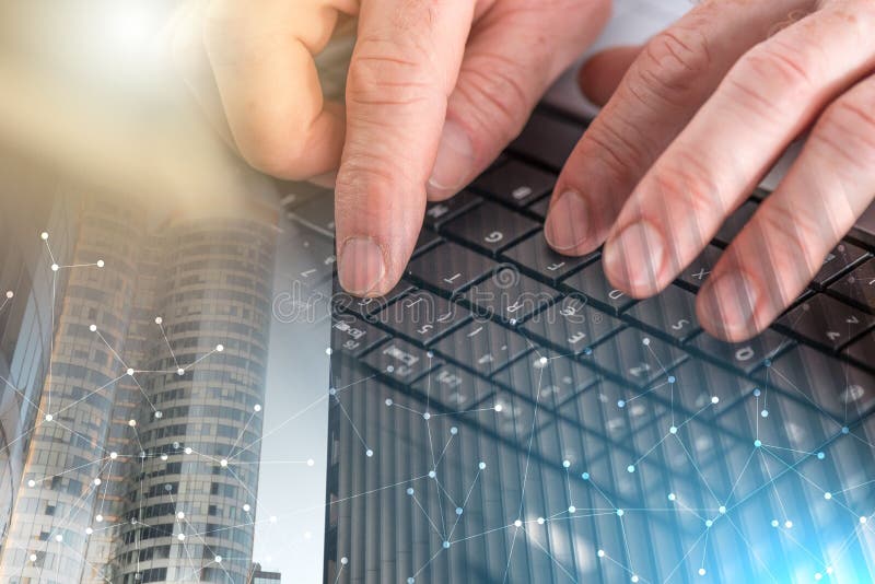 Hands Typing on Laptop Computer; Multiple Exposure Stock Photo - Image ...