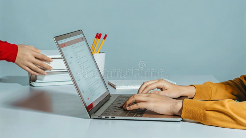 Hands Typing on a Laptop Computer Stock Illustration - Illustration of ...