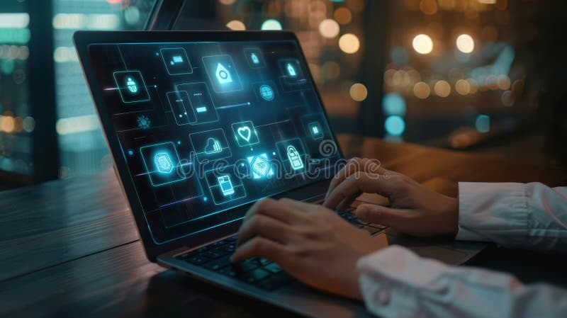 Hands Typing on Laptop. AI Generated Stock Photo - Image of digital ...