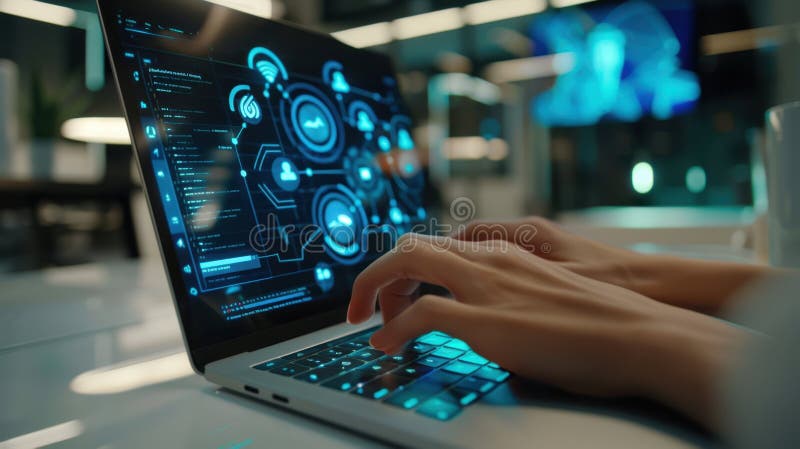 The Hands Typing on Laptop. AI Generated Stock Illustration ...