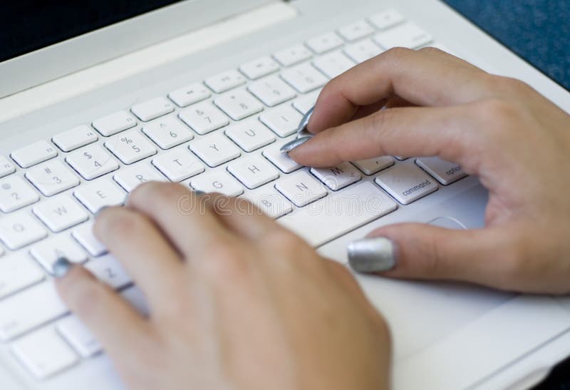 Hands Typing On Laptop Keyboard Stock Image - Image of dating, interior ...